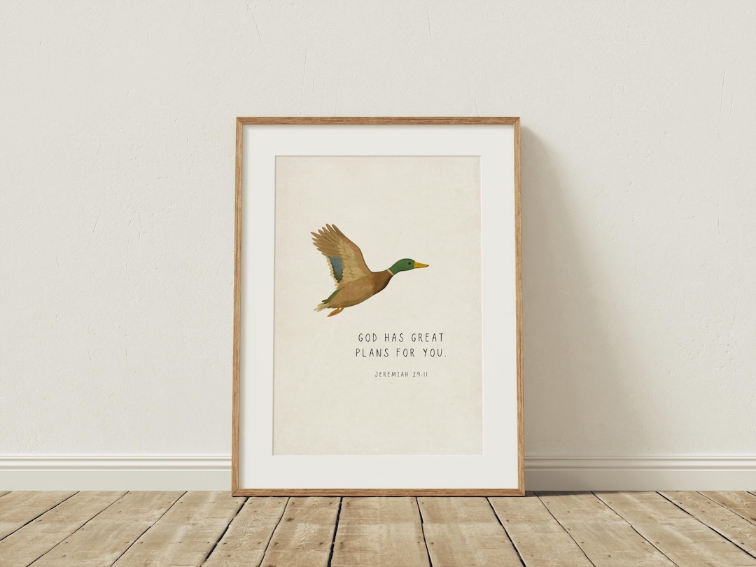 PRINTED Duck Bible Verse Print, Mallard Wall Art, Woodland Nursery ...