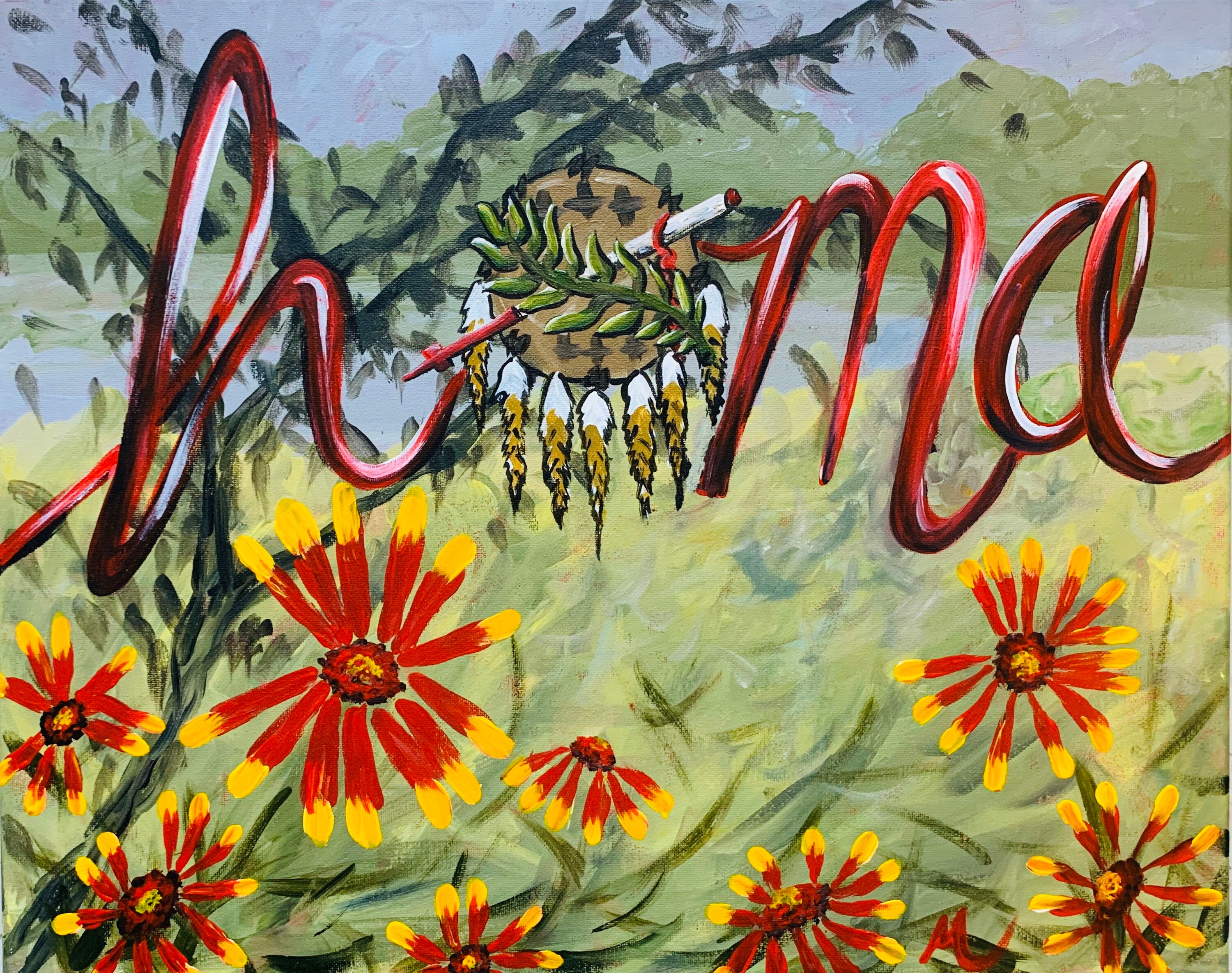 Original pintado a mano Oklahoma Acrylic Painting//Homa//Osage | Etsy