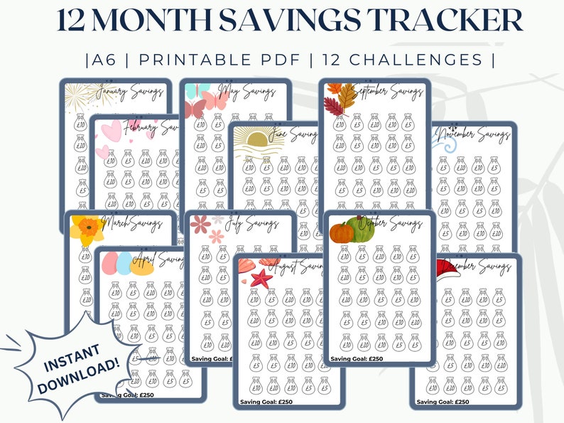 Monthly Savings Challenge | Savings Challenge Printable | A6 Mini ...
