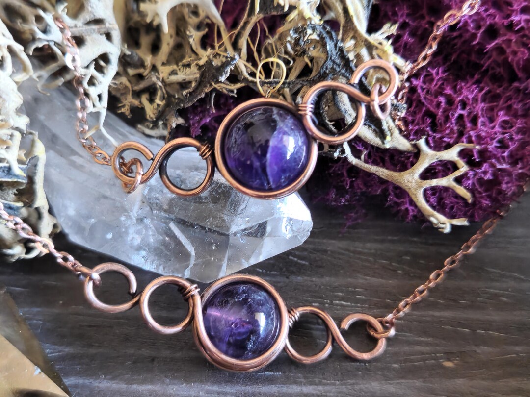 Wire Wrapped Amethyst Necklace - Etsy