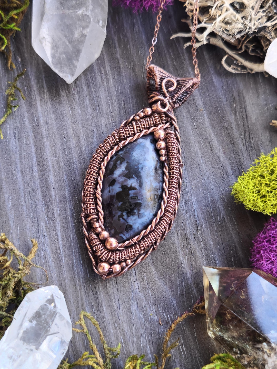 Wire Wrapped Mystic Merlinite Pendant - Etsy