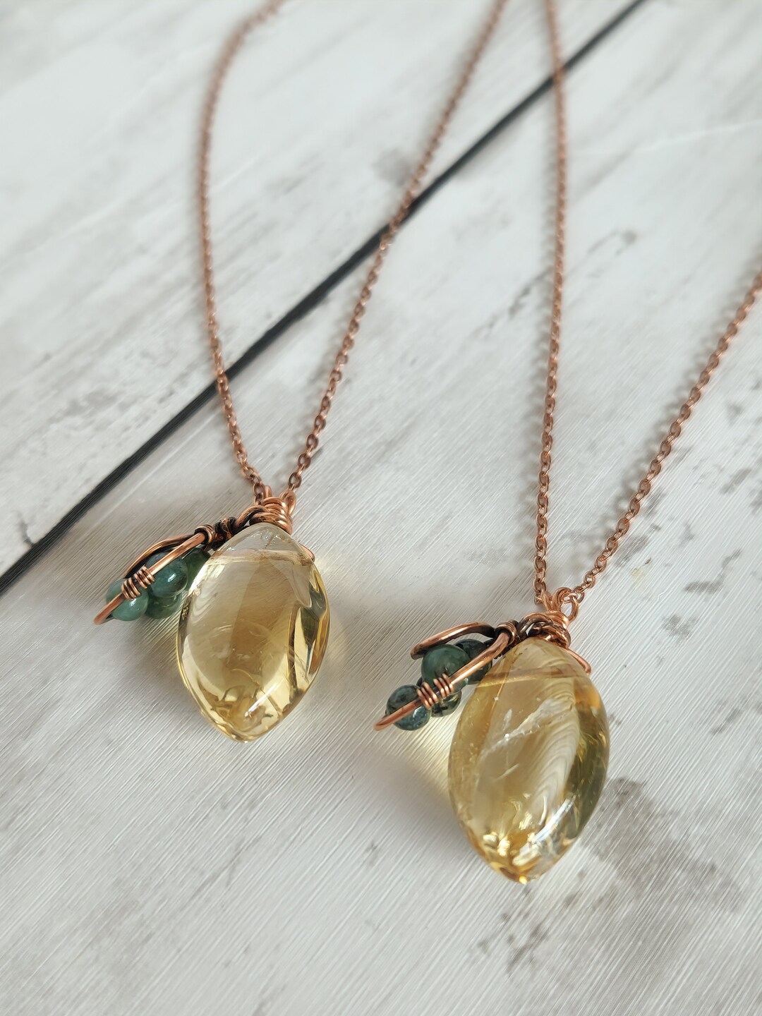 Lemon Necklace, Lemon Quartz Pendant, Yellow Crystal Jewelry, Wire ...