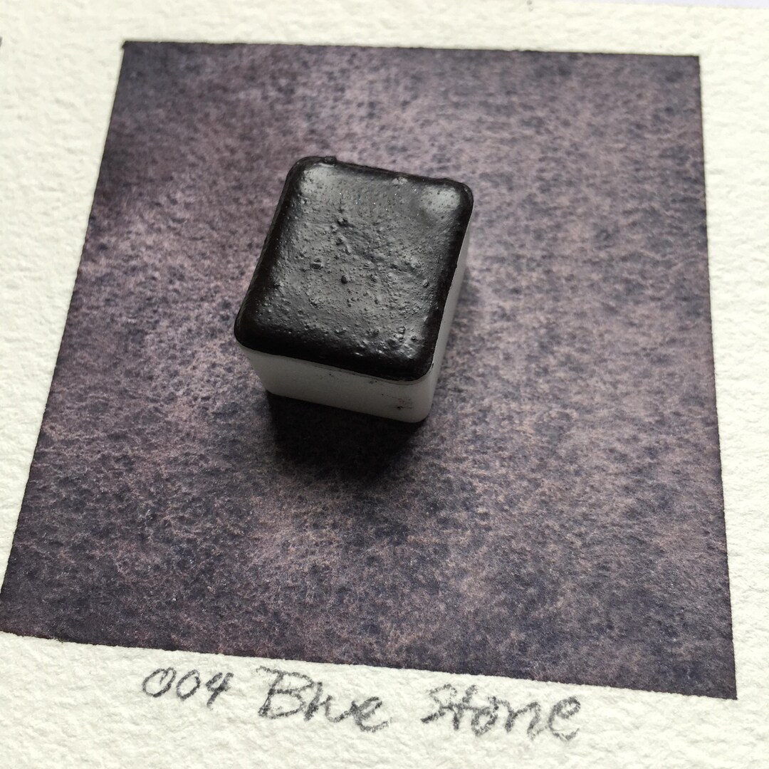 Handmade Watercolor Paint: Granulating 004 Blue Stone, Dark Brown Half ...