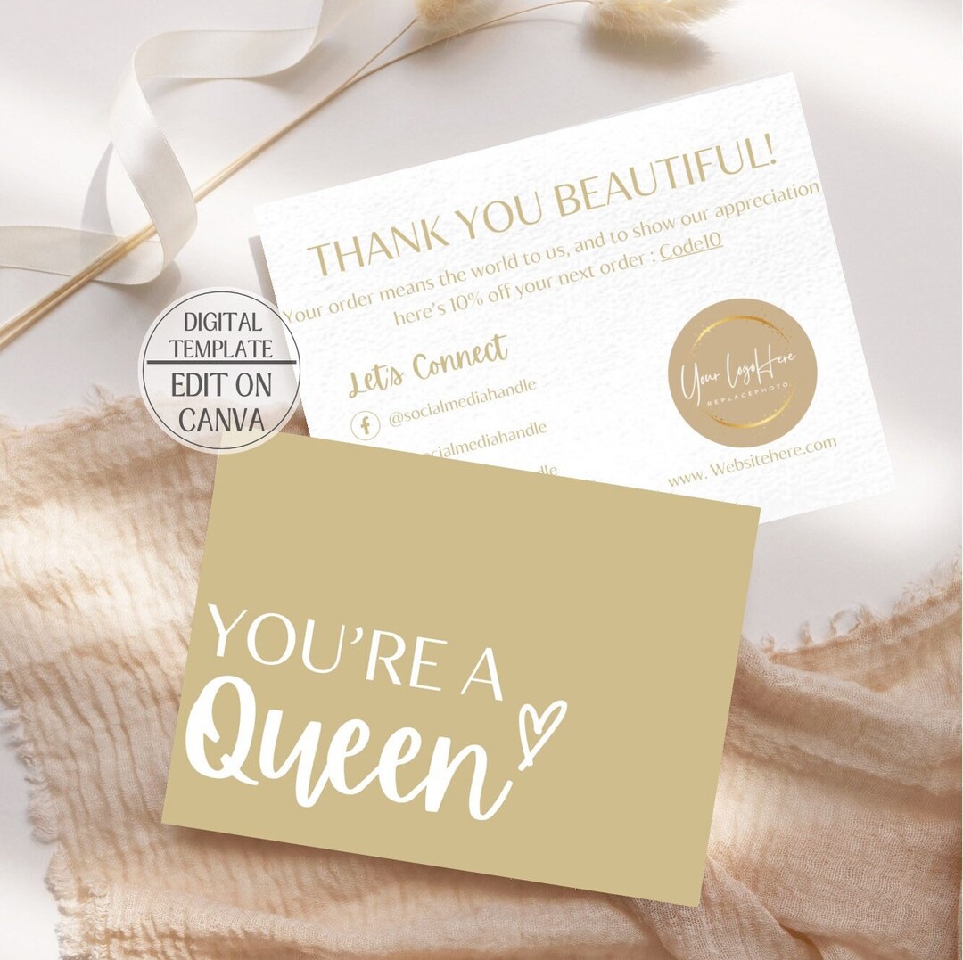 Business Thank You Card Template, Boutique Package Insert, Editable ...