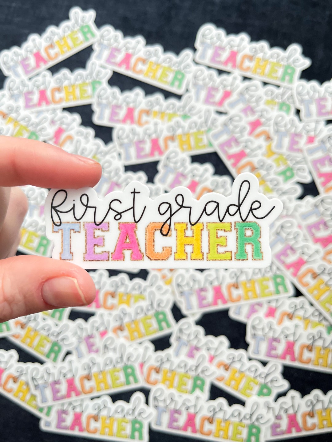 First Grade Teacher Sticker | Teacher Gift | Varsity Letters - Etsy