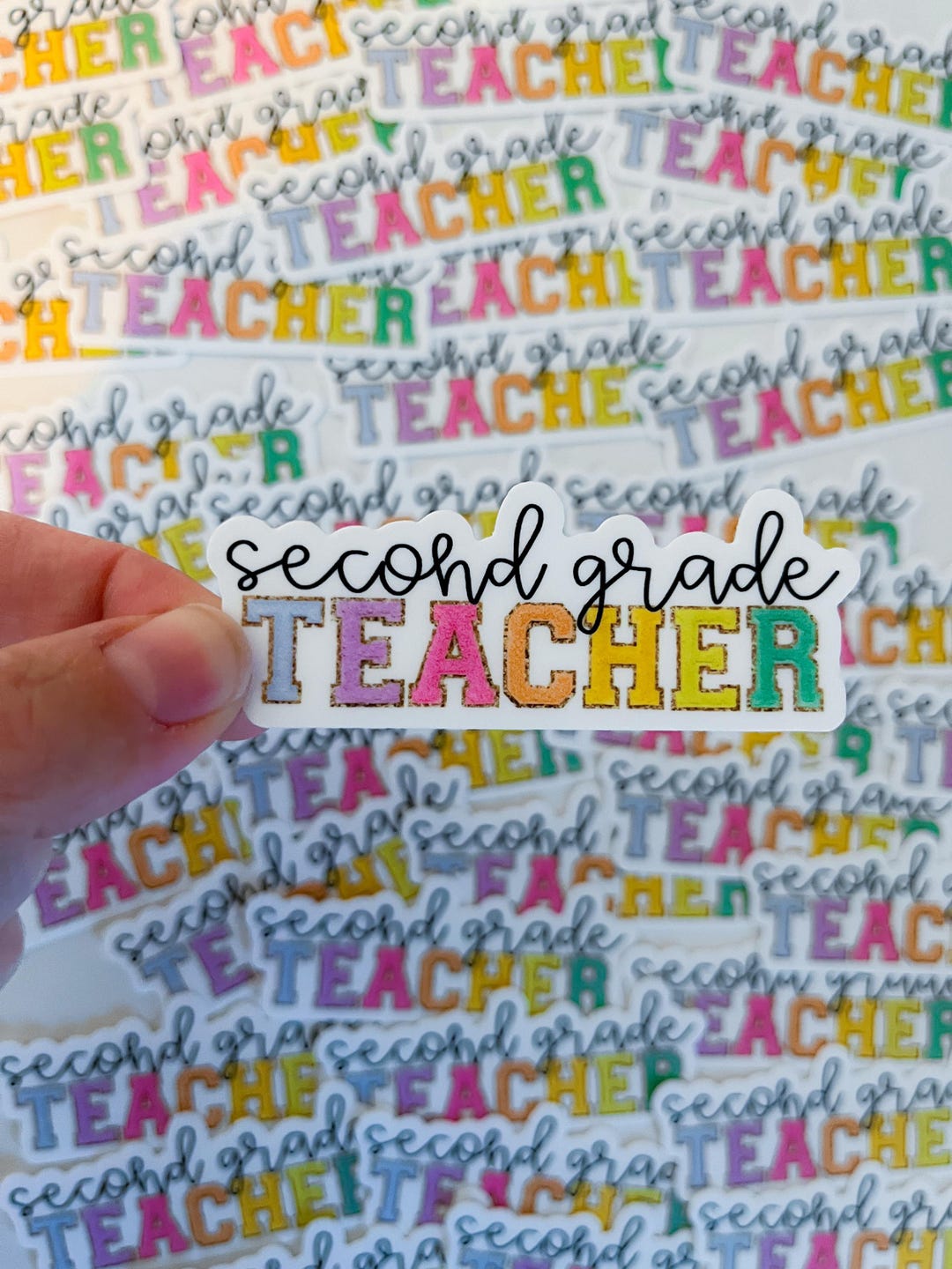 Second Grade Teacher Sticker | Varsity Letters - Etsy