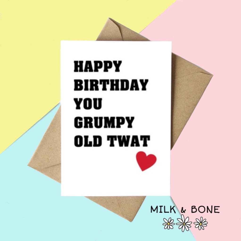 Happy birthday grumpy birthday card gift present idea print | Etsy