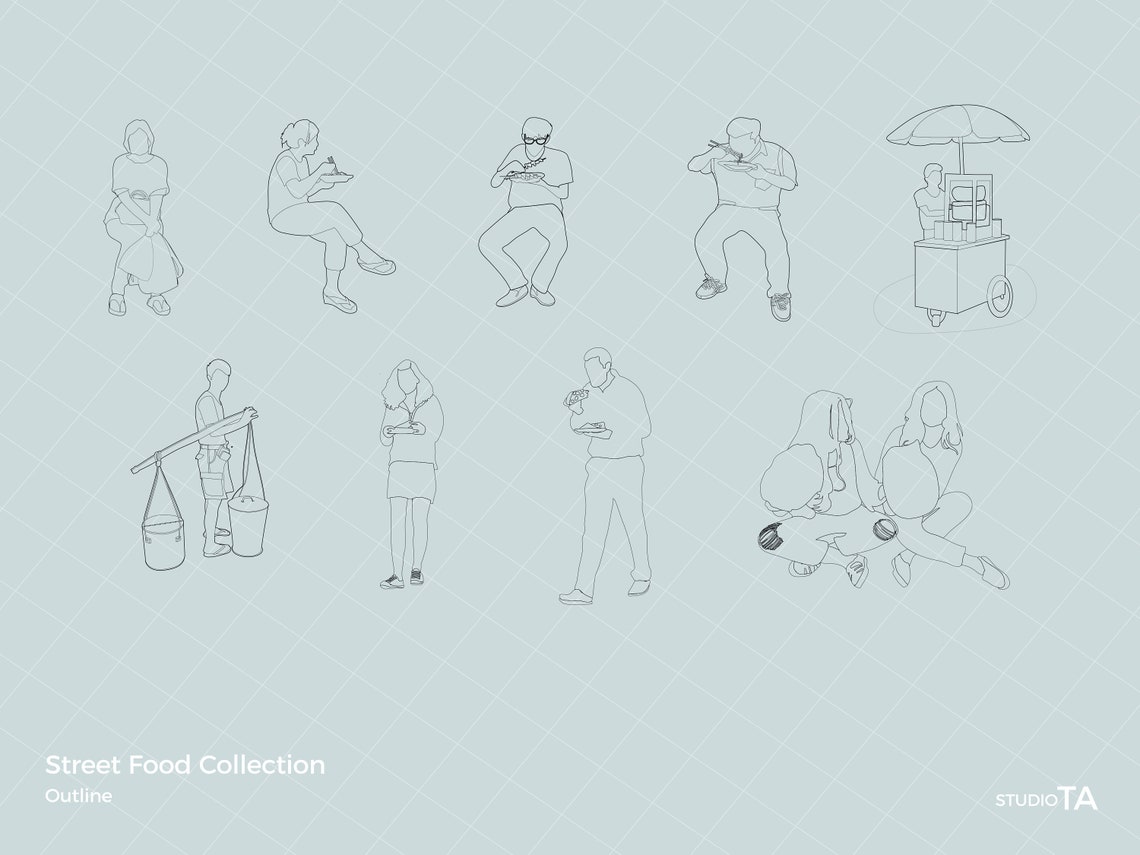 Vector Human Scale Street Food Collection 1 People Eating - Etsy