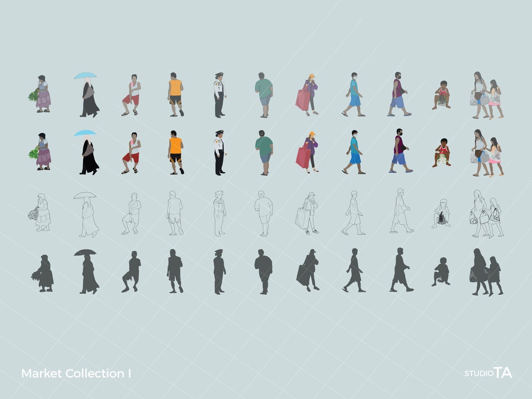 Vector Human Scale Market Collection 1 , Street People Walking complete ...