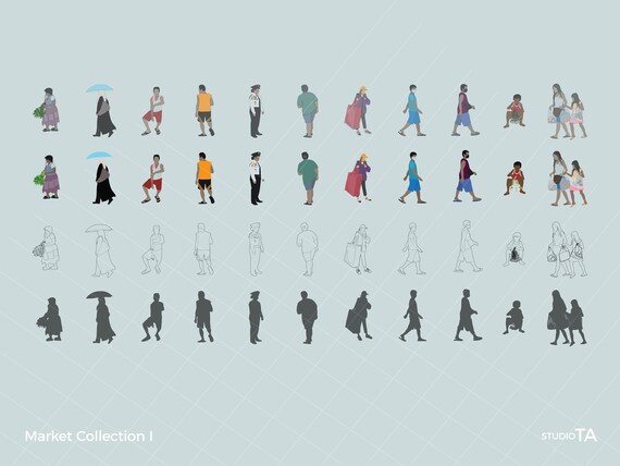 Vector Human Scale Market Collection 1 Street People | Etsy