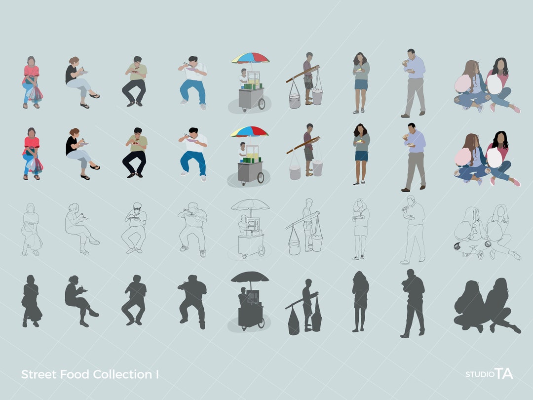 Vector Human Scale Street Food Collection 1 People Eating - Etsy