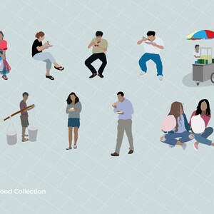 Vector Human Scale Street Food Collection 1 People Eating | Etsy