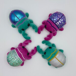 MINI PLUSH Squeaky Shiny Stag Beetle Plush Magnetic Adorable Cute Tiny ...
