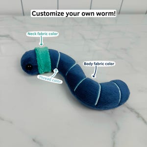 Worm Plush – Handmade Minky Earthworm Plushie, Colorful Custom Plush ...