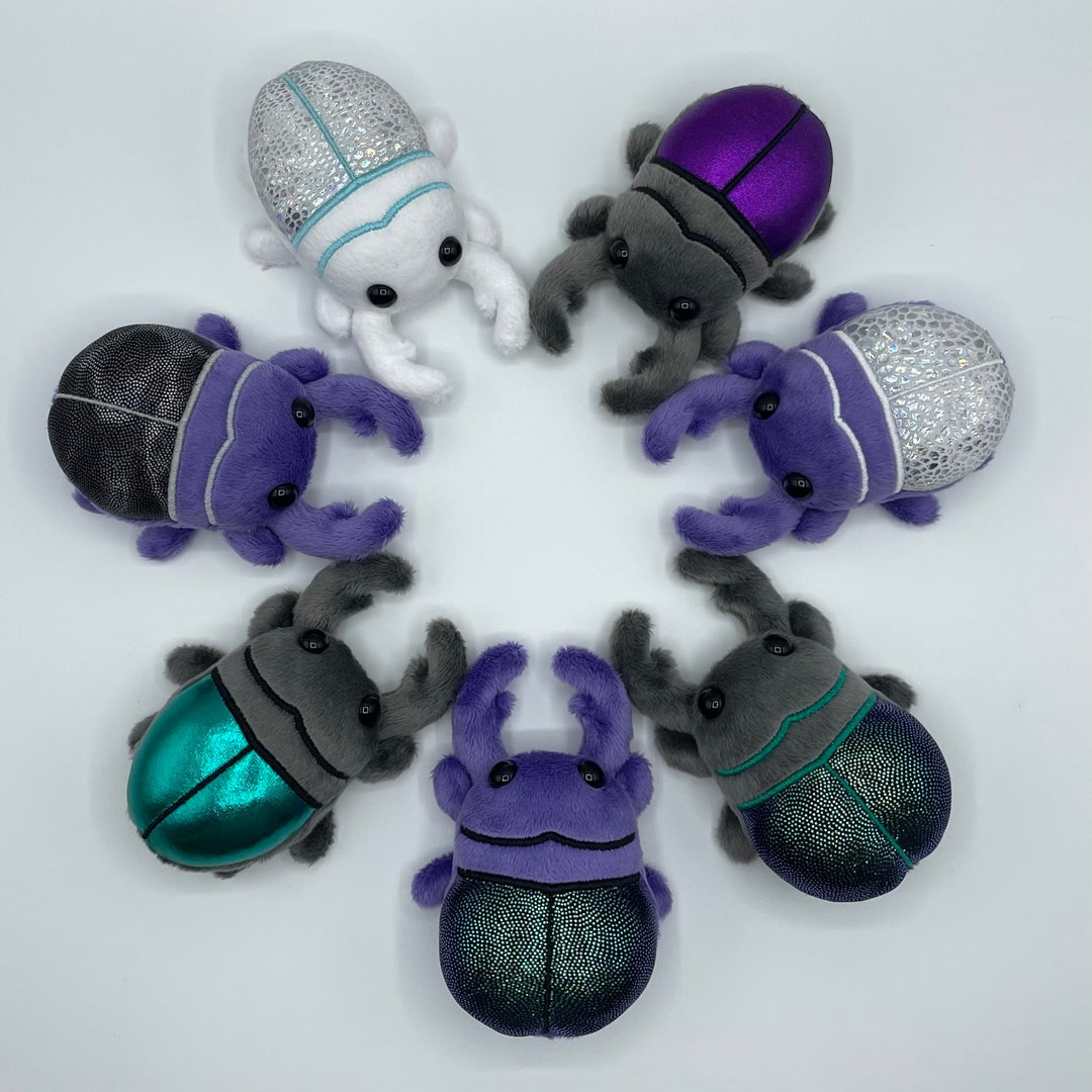 MINI PLUSH Squeaky Shiny Stag Beetle Plush Magnetic Adorable Cute Tiny ...