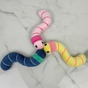 Worm Plush – Handmade Minky Earthworm Plushie, Colorful Custom Plush ...