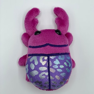 MINI PLUSH Squeaky Shiny Stag Beetle Plush Magnetic Adorable Cute Tiny ...
