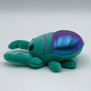 MINI PLUSH Squeaky Shiny Stag Beetle Plush Magnetic Adorable Cute Tiny ...