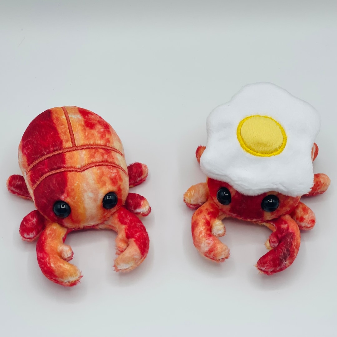 MINI PLUSH Squeaky Minky Food Bacon and Egg Stag Beetle Plush Magnetic ...