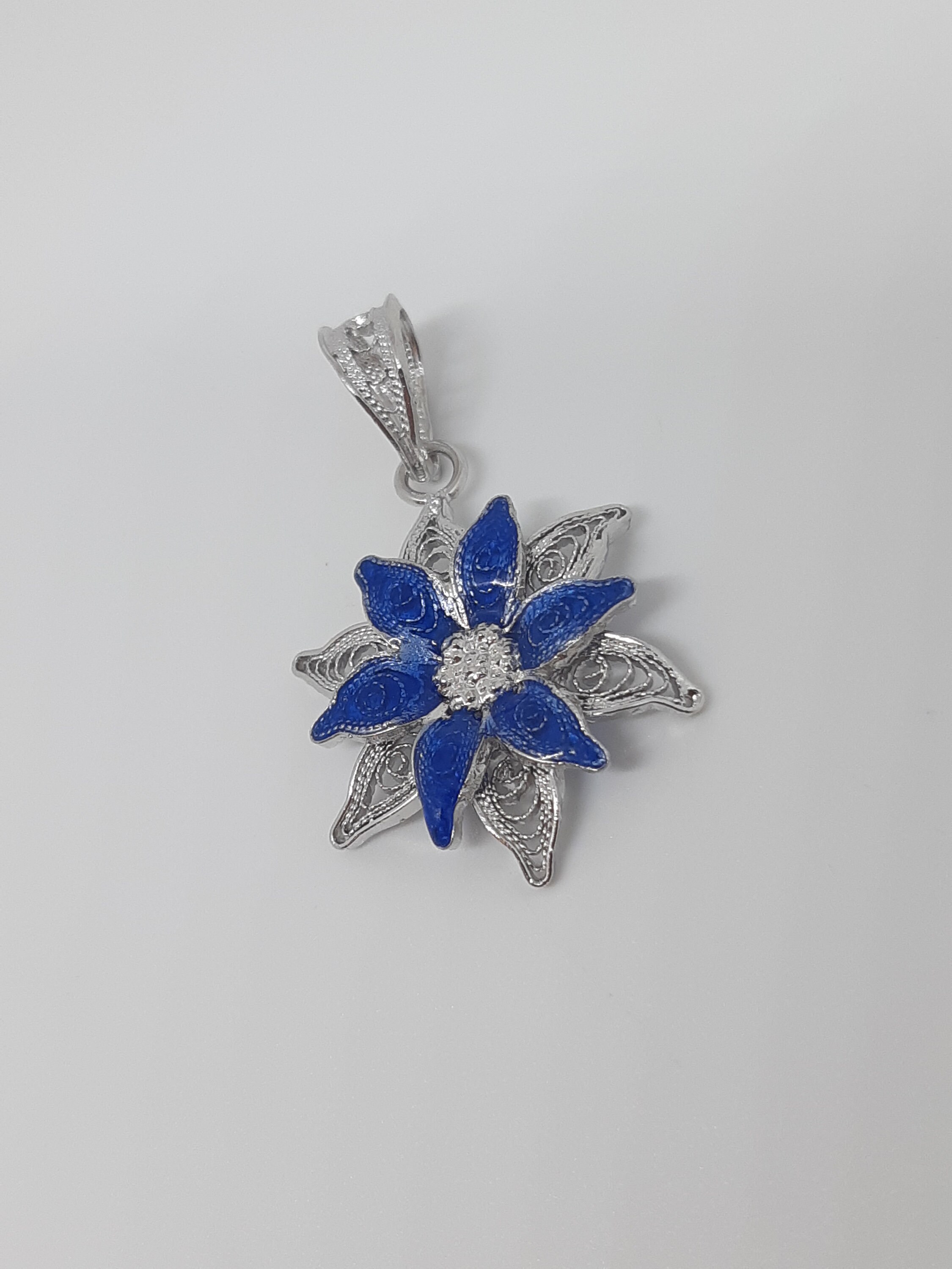Edelweiss Blue Edelweiss Silver Filigree Pendant - Etsy UK
