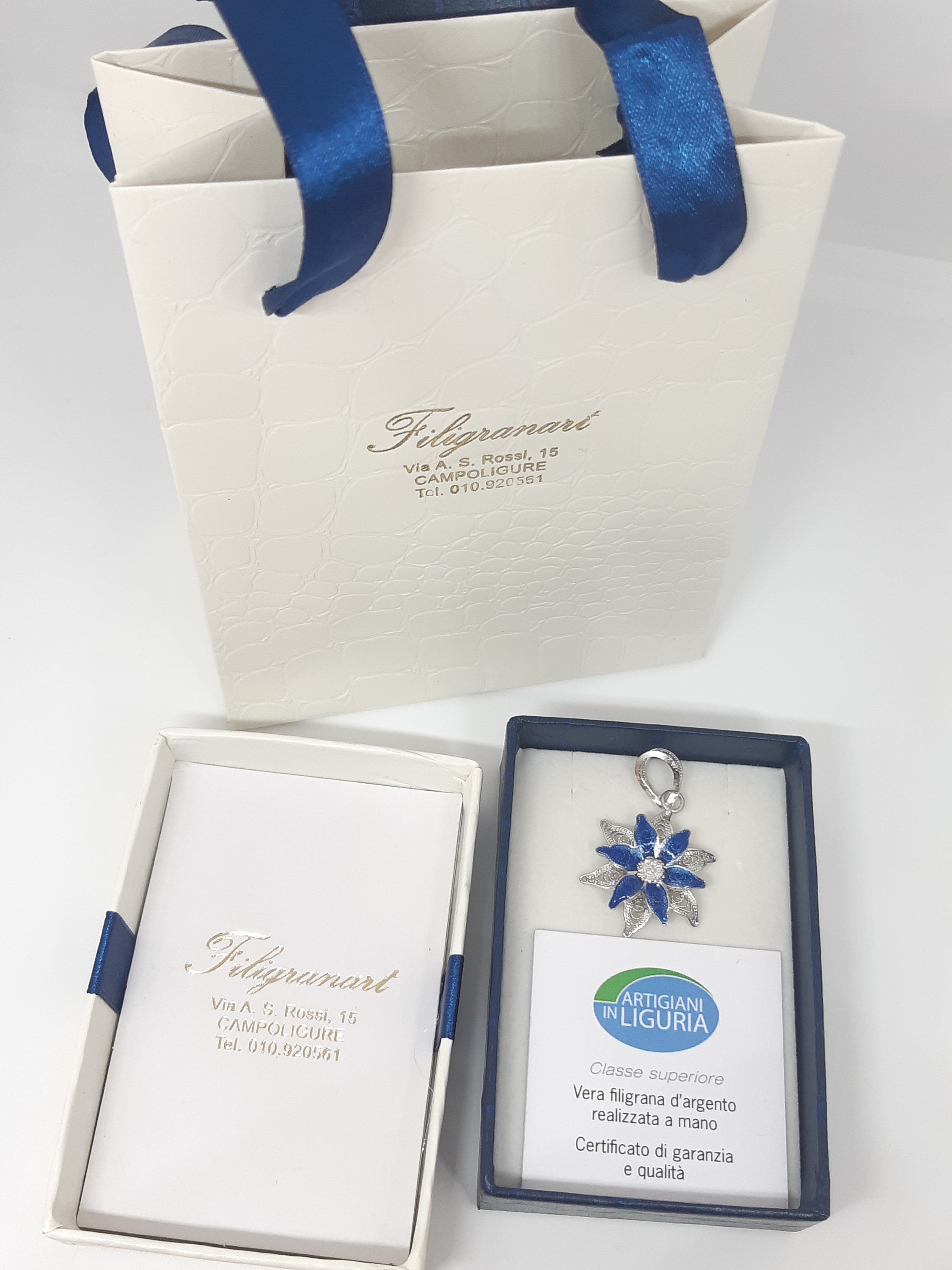 Edelweiss Blue Edelweiss Silver Filigree Pendant - Etsy UK