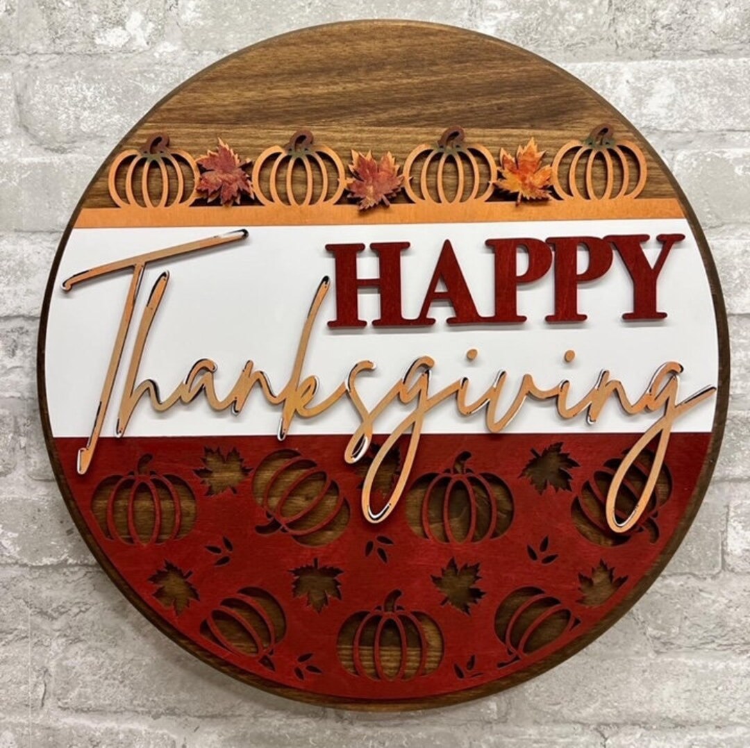 Thanksgiving Round | Happy Thanksgiving | Door Sign | Decor - Etsy