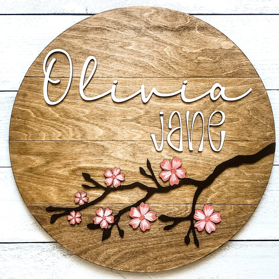 Cherry Blossom Sign Nursery Sign Round Shiplap Sign Baby Shower Gift ...