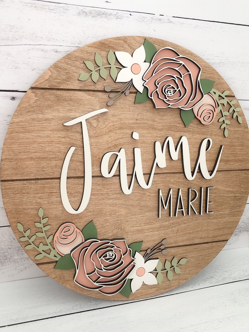 Rose Name Sign 12 18 24 Nursery Sign Baby - Etsy