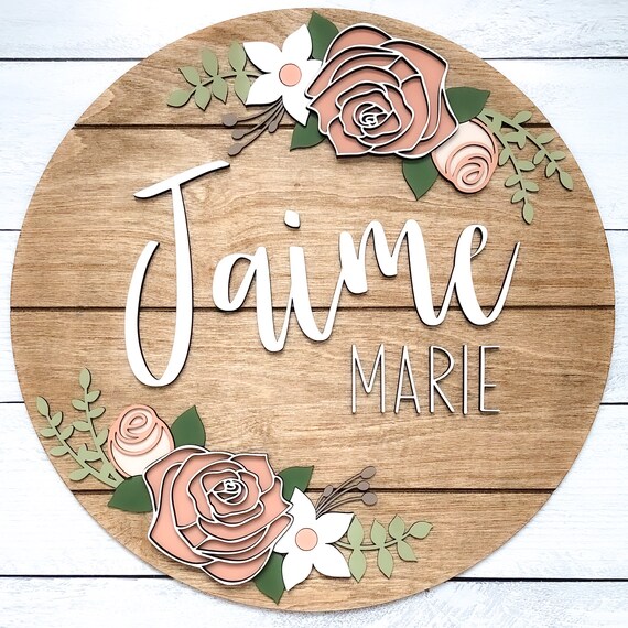 Rose Name Sign 12 18 24 Nursery Sign Baby - Etsy