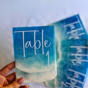Ocean Theme Wedding Table Numbers, Resin Ocean Wave Party Table, Custom ...