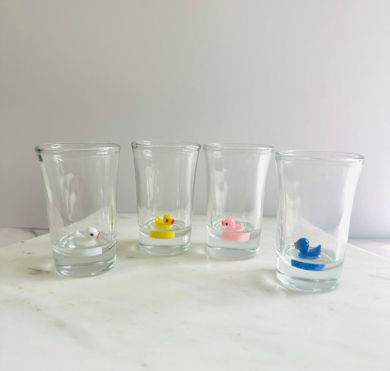 Mini Rubber Duck Shot Glasses – Set of 4 or 6, Fun Party Barware ...
