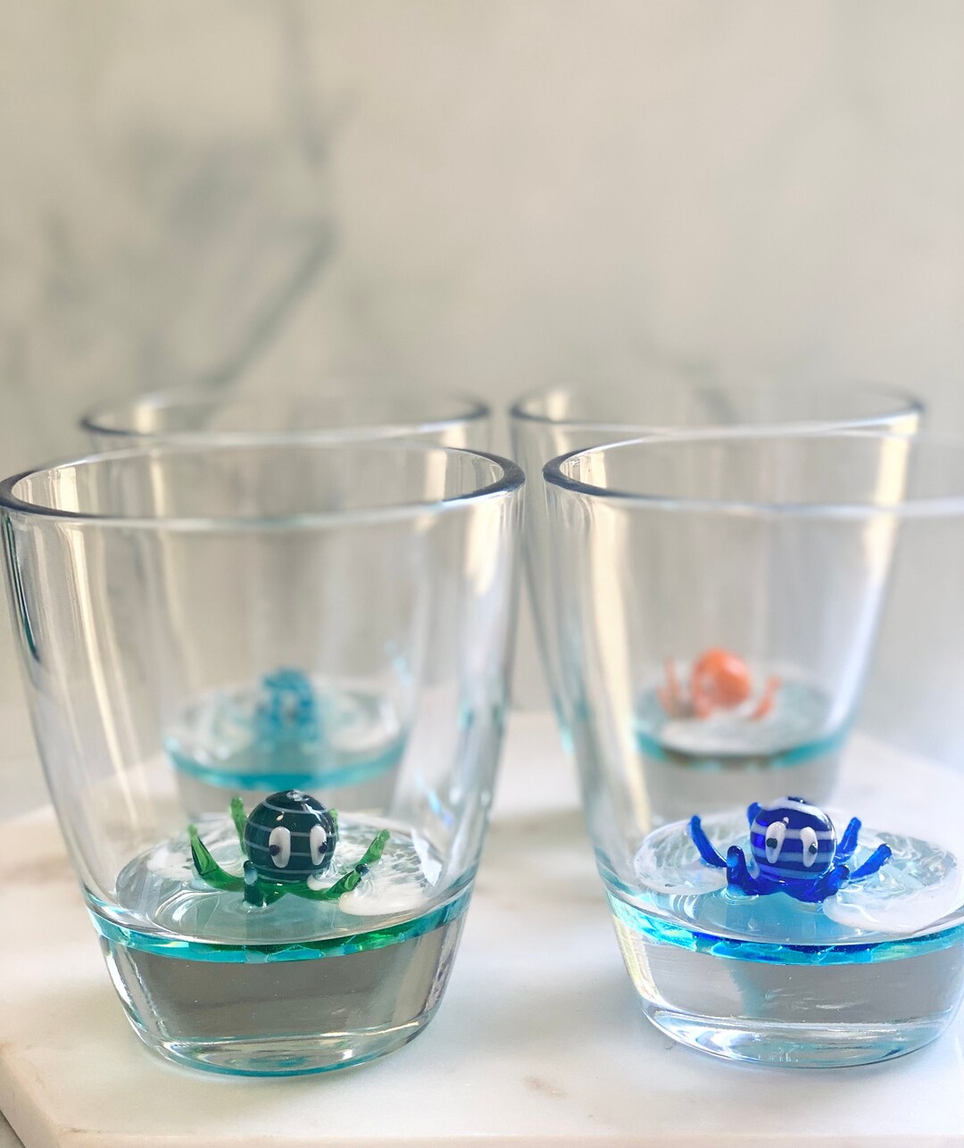 Ocean Octopus Glasses, Resin Wave Drinking Glasses, Unique Gift for ...