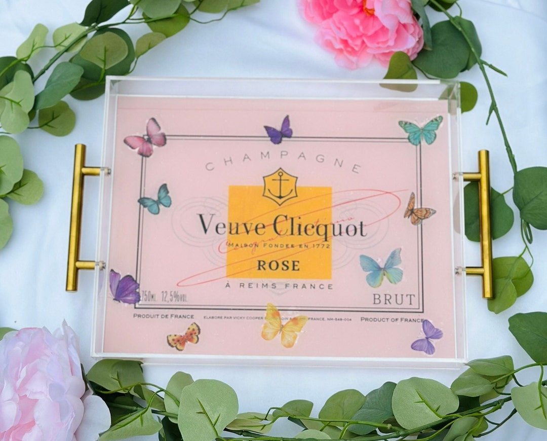 Veuve Clicquot Bar Tray, Rose Pink and Original Orange Veuve Art, Resin ...