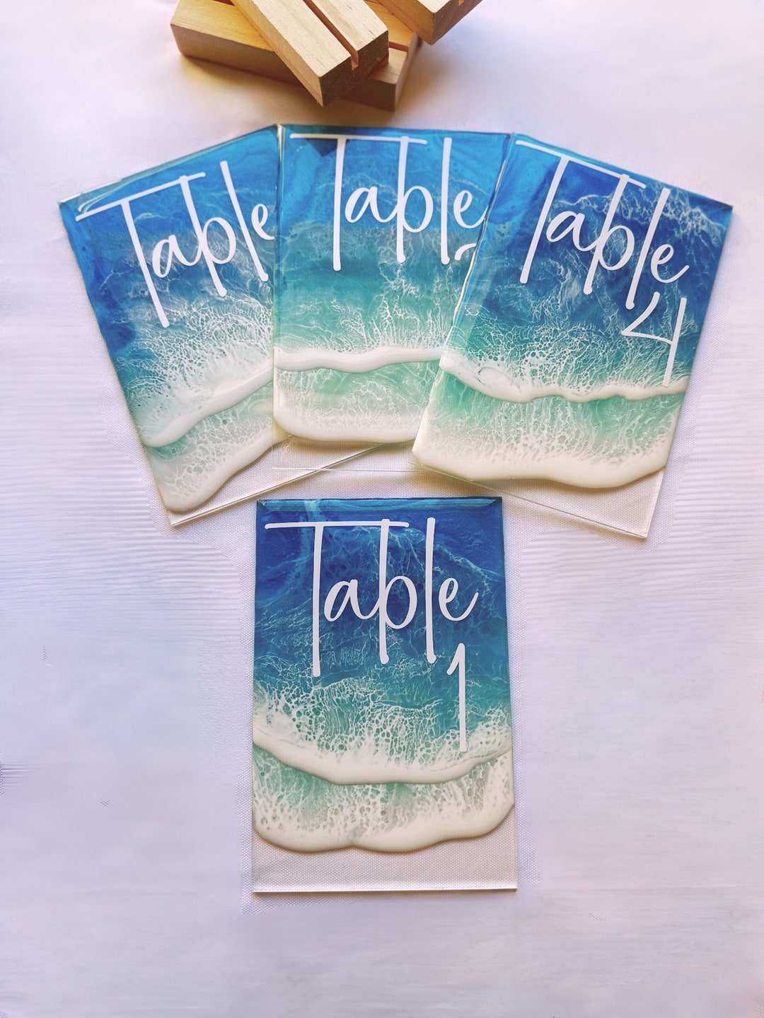 Ocean Theme Wedding Table Numbers, Resin Ocean Wave Party Table, Custom ...