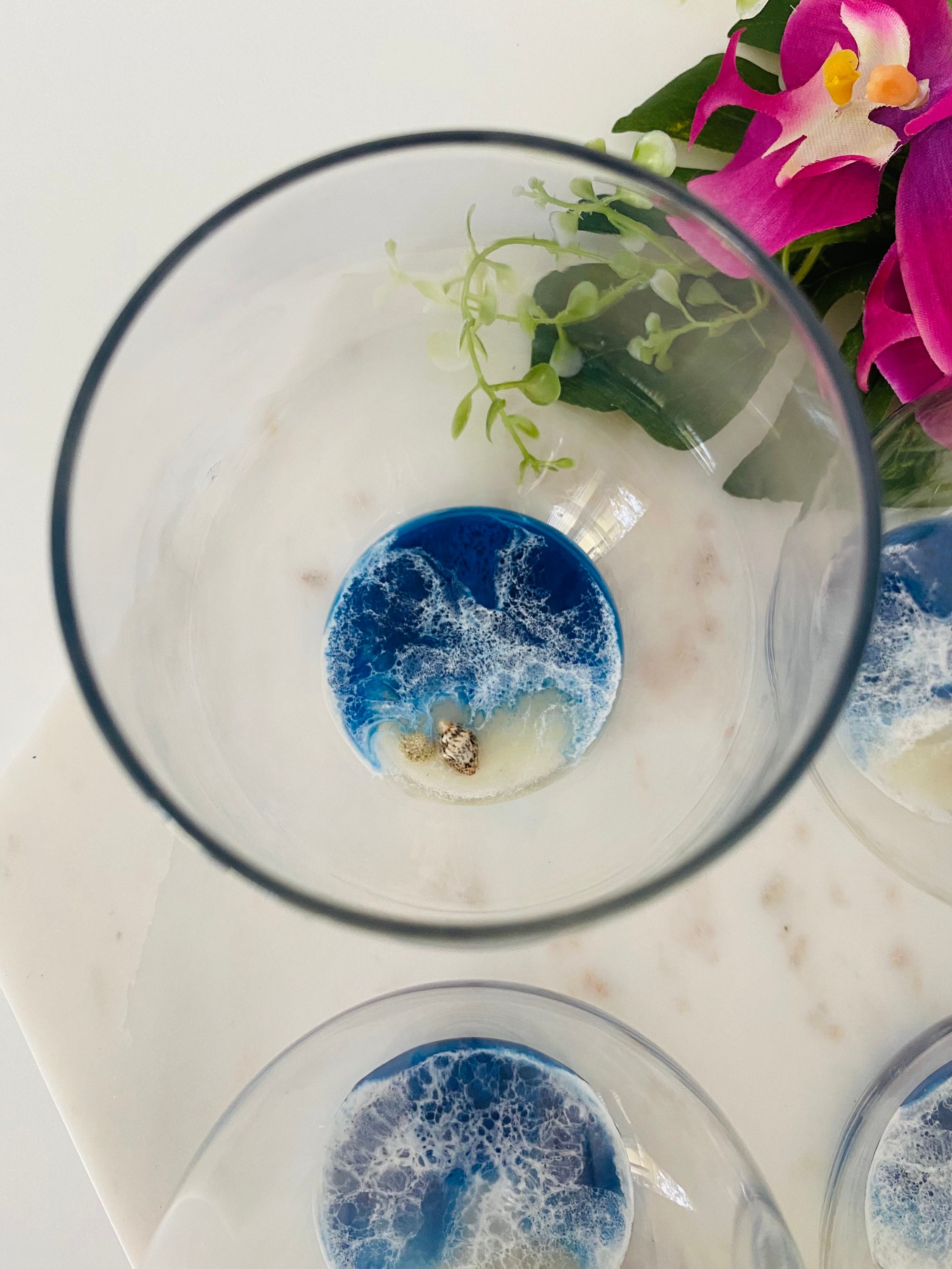Ocean Theme Wine Glasses, Resin Ocean Glasses, Beach House Decor ...