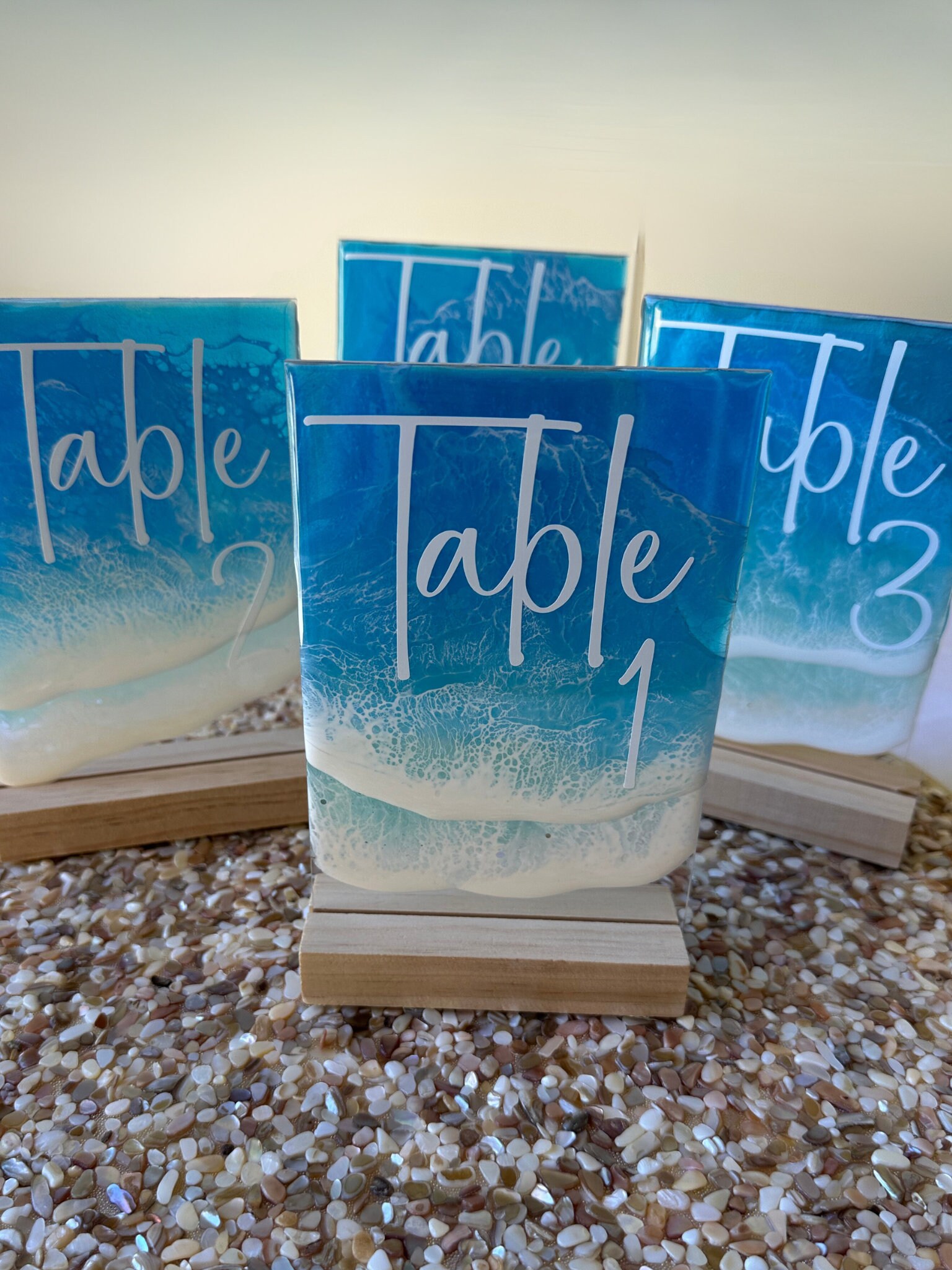 Ocean Theme Wedding Table Numbers, Resin Ocean Wave Party Table, Custom ...