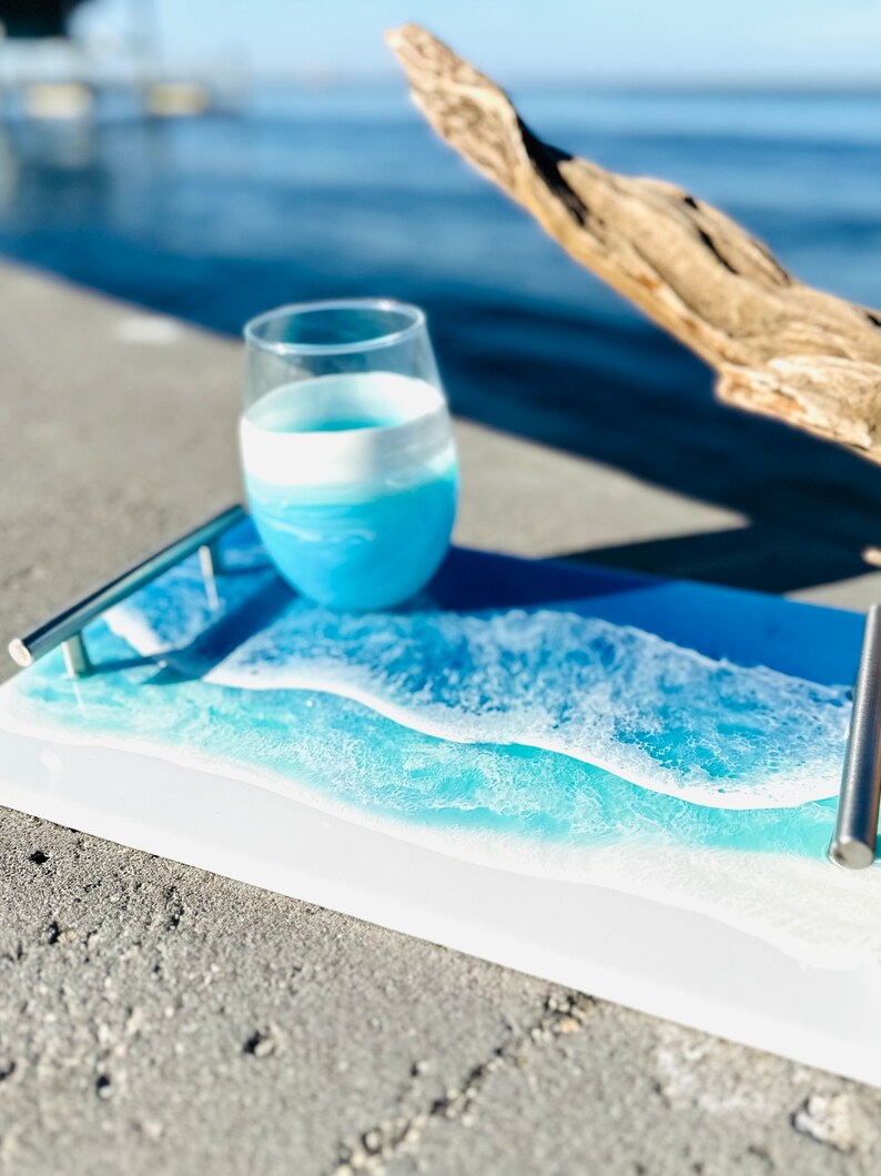 Ocean Inspired Serving Tray for Bar, Beach Wedding Decor, Holiday Gift ...