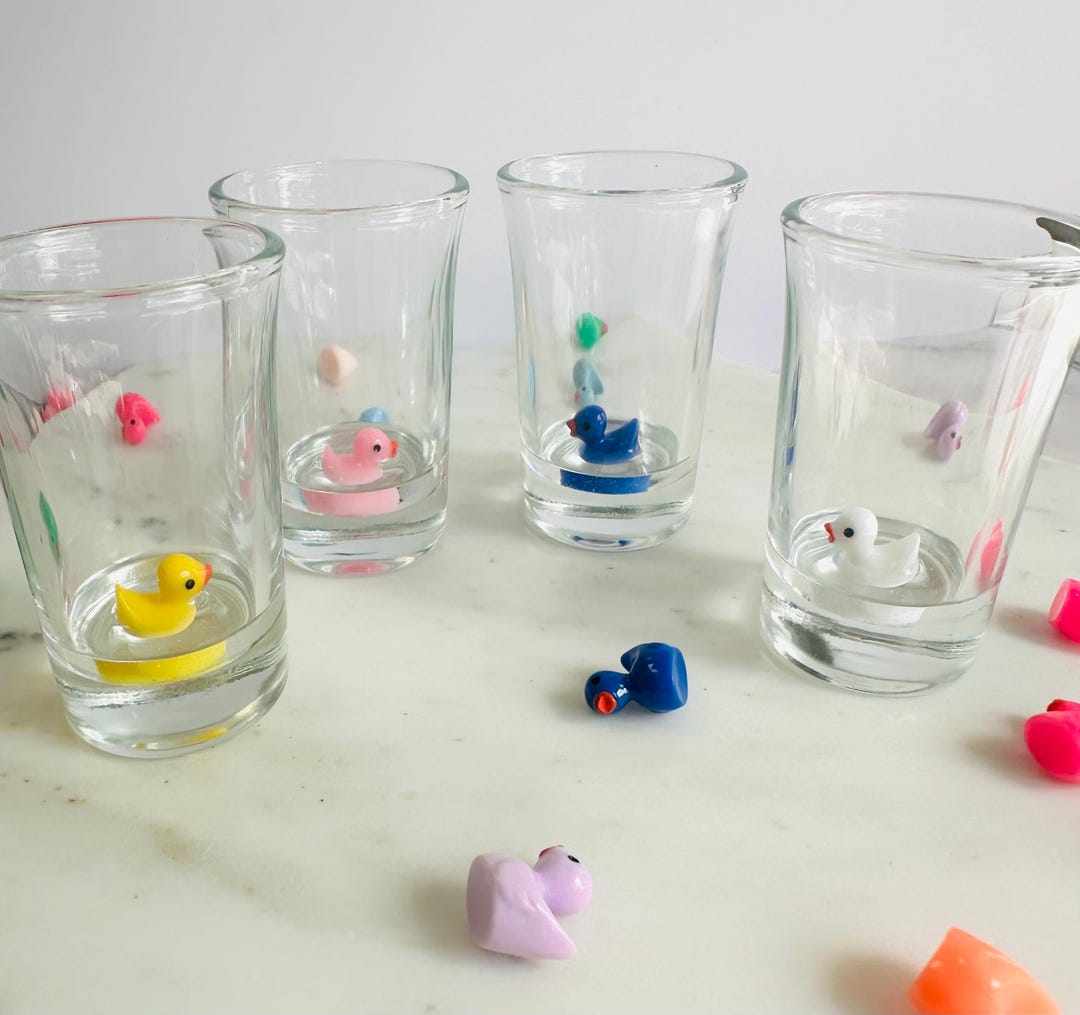 Mini Rubber Duck Shot Glasses – Set of 4 or 6, Fun Party Barware ...