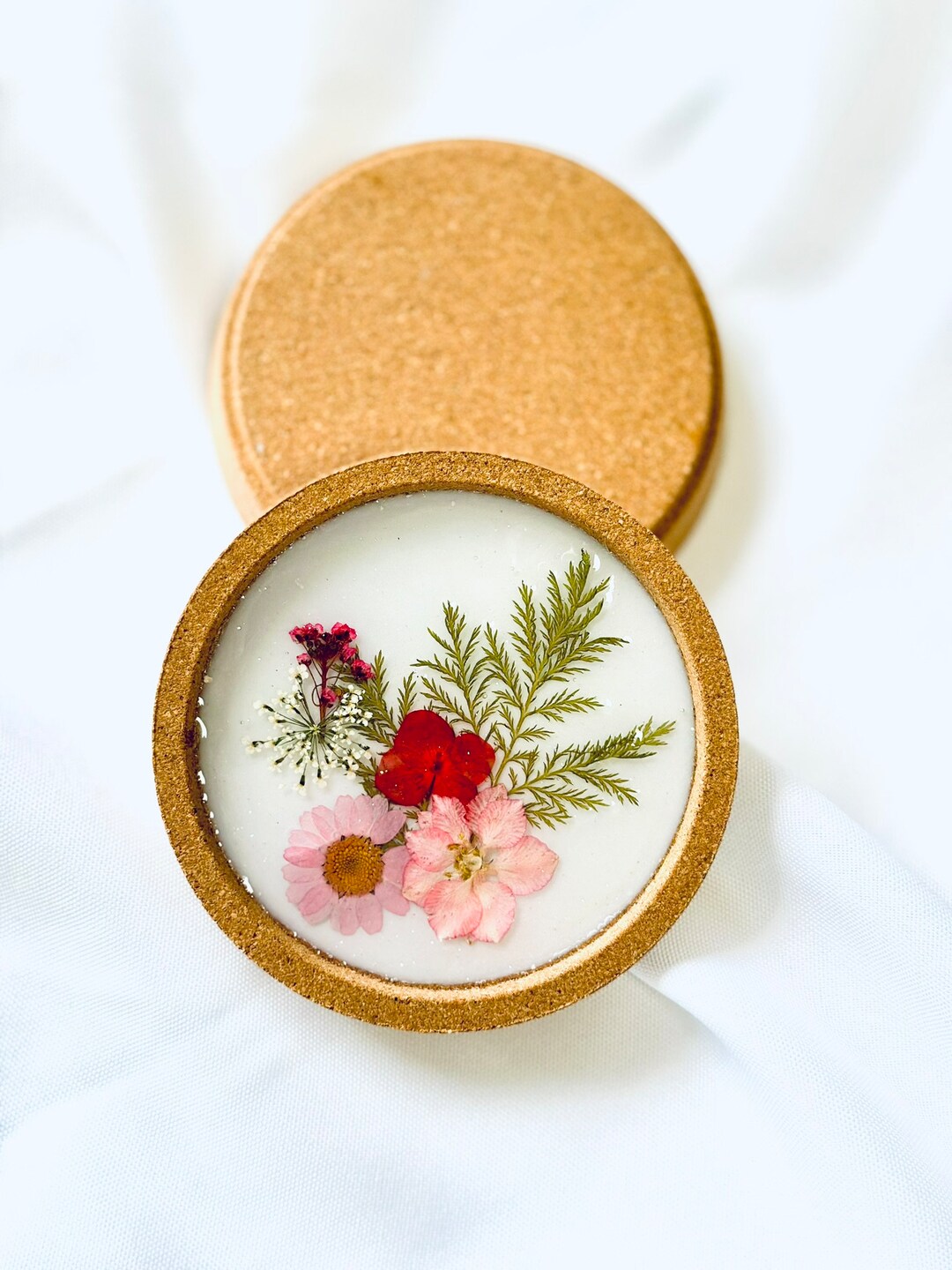 Pressed Flower Cork Coaster, Birthday Gift for Her, Wedding, Engagement ...