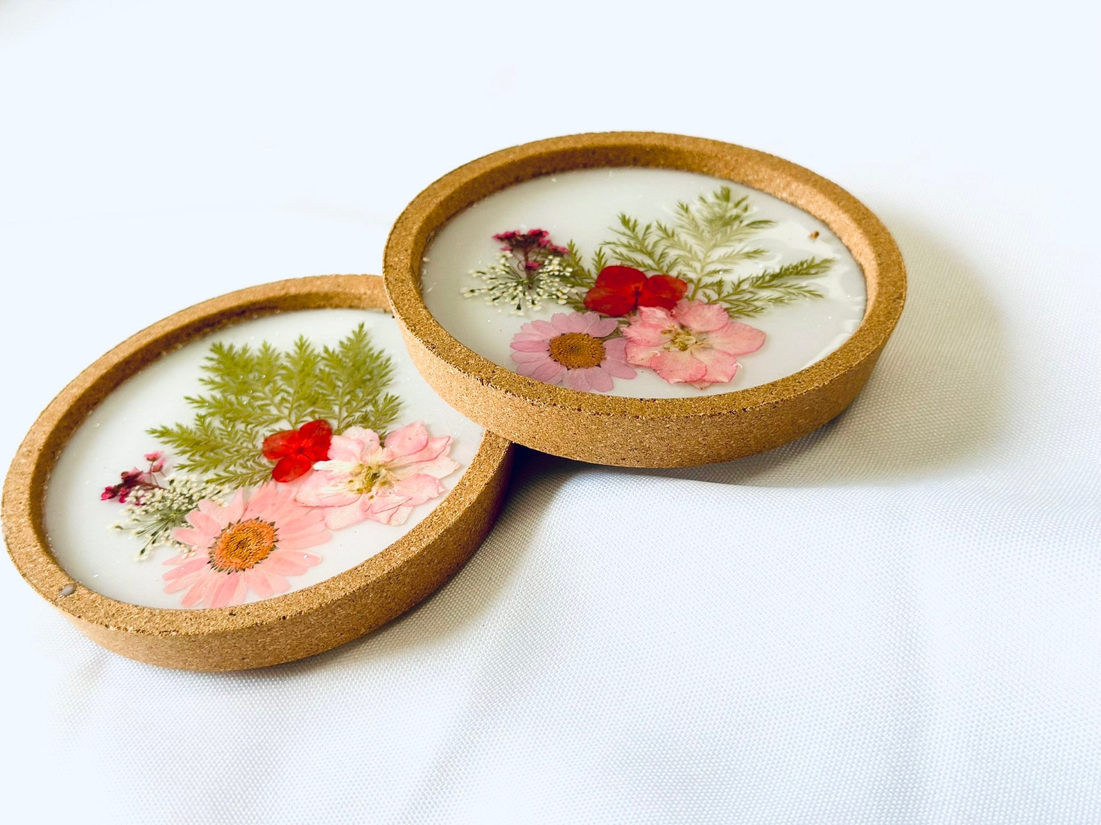 Pressed Flower Cork Coaster, Birthday Gift for Her, Wedding, Engagement ...