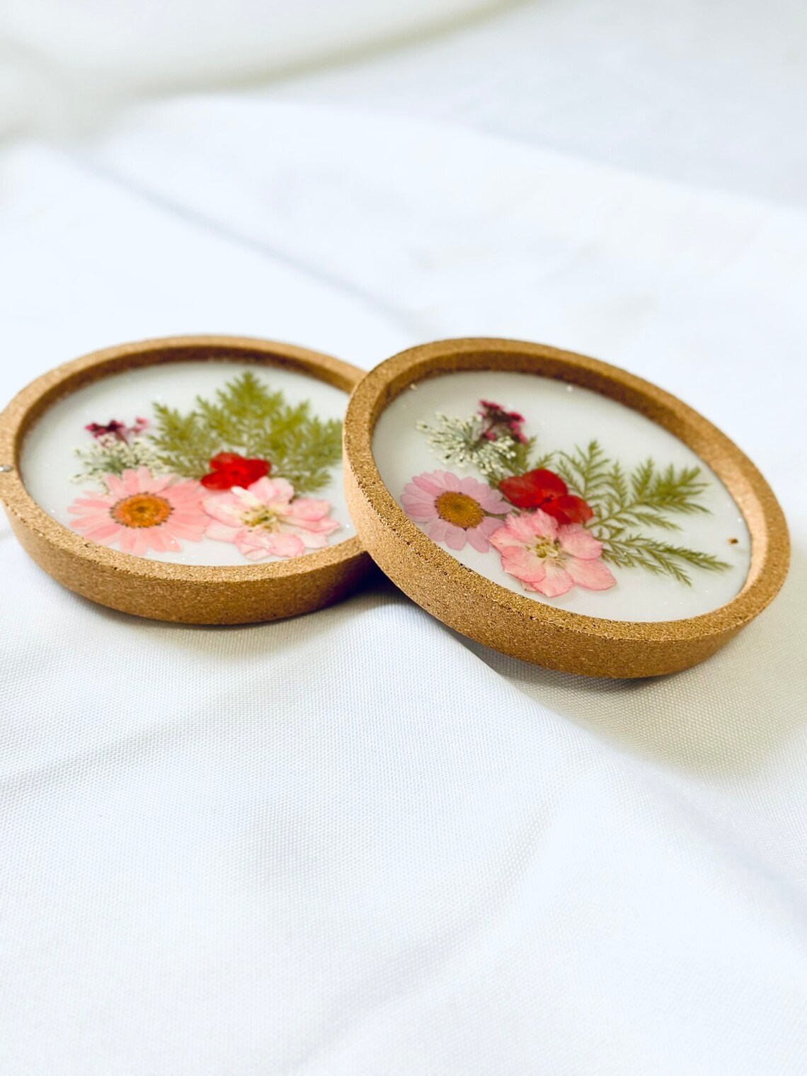 Pressed Flower Cork Coaster, Birthday Gift for Her, Wedding, Engagement ...