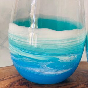 Ocean Theme Wine Glasses, Beach Home Decor, Custom Wine Glasses, Blue ...