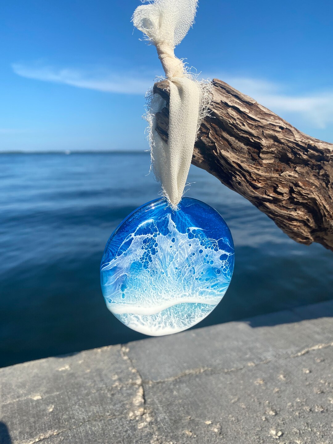 Beach Christmas Ornament, Ocean Wave Hanging Ornament, Coastal ...