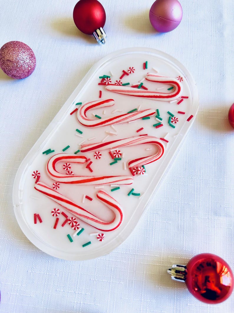 Candy Cane Oval Tray, Holiday Catch All Tray, Oval Tray, Vanity Tray - Etsy