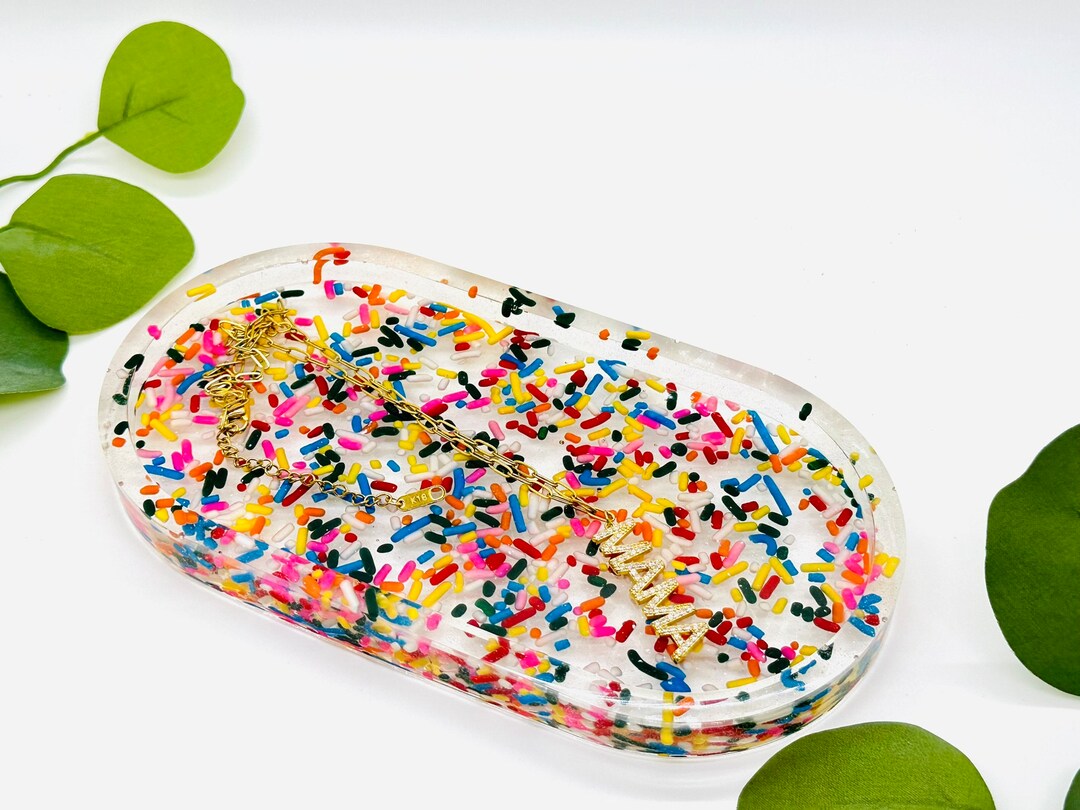 Sprinkle Oval Resin Tray, Candy Vanity Tray, Decorative Tray, Trinket ...