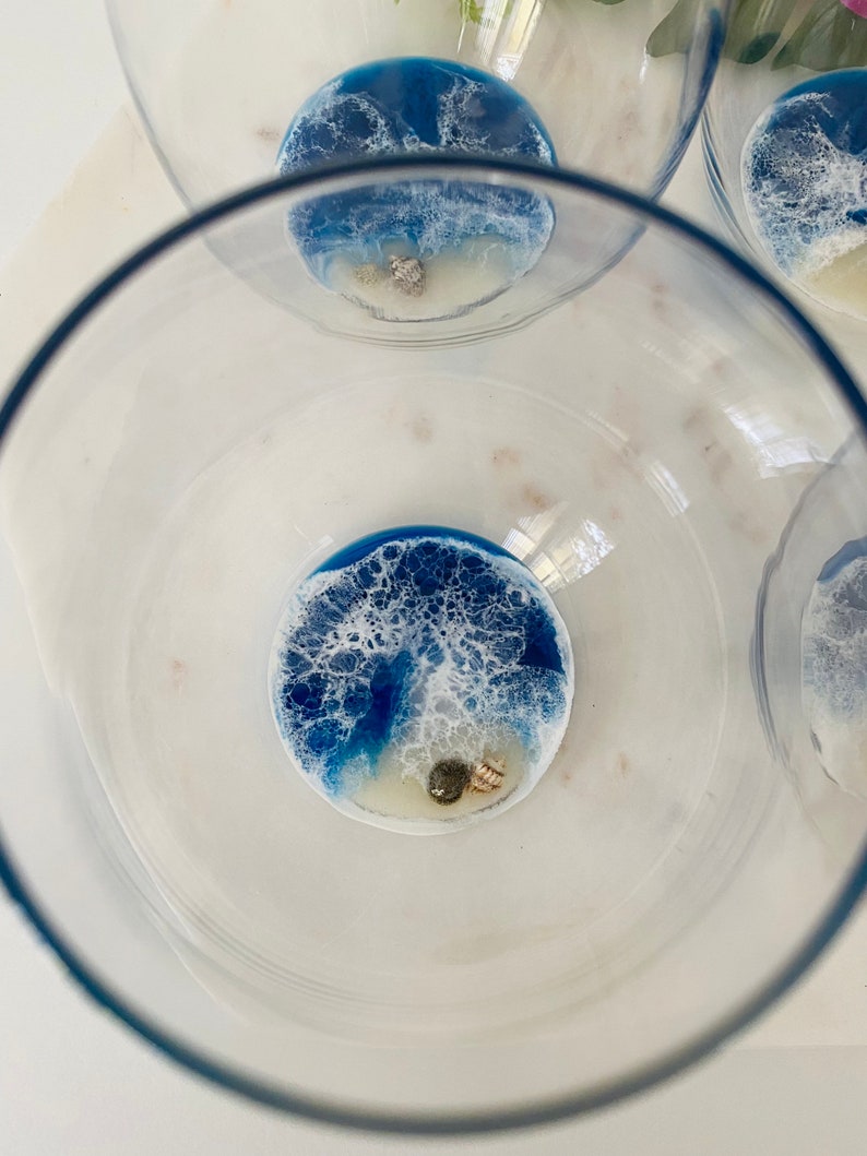 Ocean Theme Wine Glasses, Resin Ocean Glasses, Beach House Decor ...