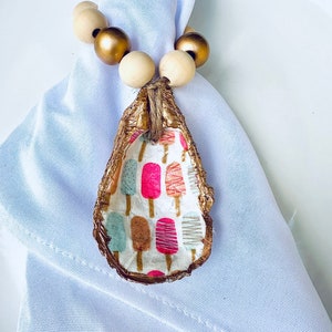 Decoupage Oyster Shell Napkin Ring: Summer Vibes Collection, Tropical ...