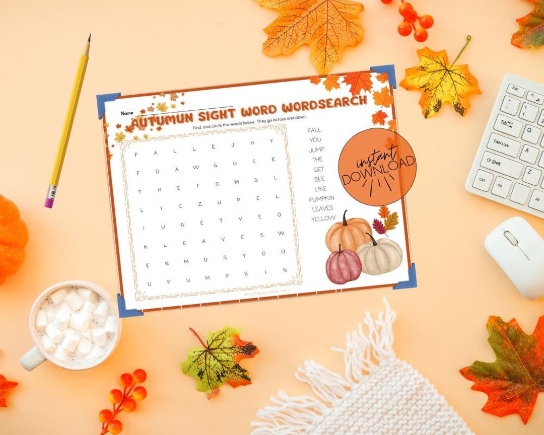Fall Word Search, Kindergarten Worksheet, Printable Fall Worksheet ...