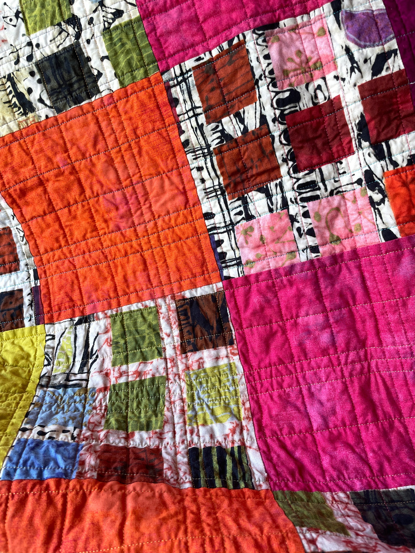 Finished Quilt, Line by Line, Curiosity Colorful Quilt 62x69 - Etsy
