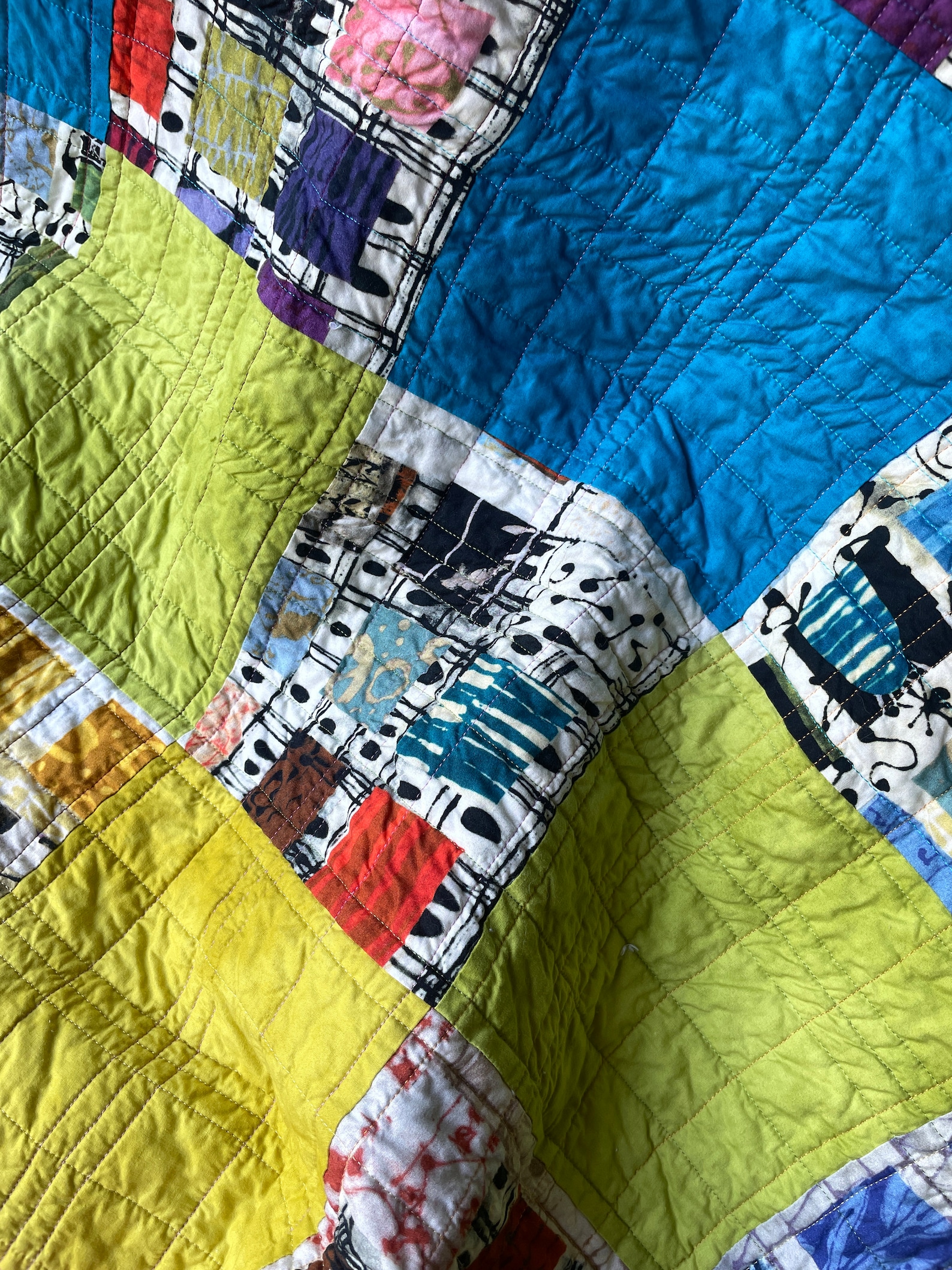 Finished Quilt, Line by Line, Curiosity Colorful Quilt 62x69 - Etsy